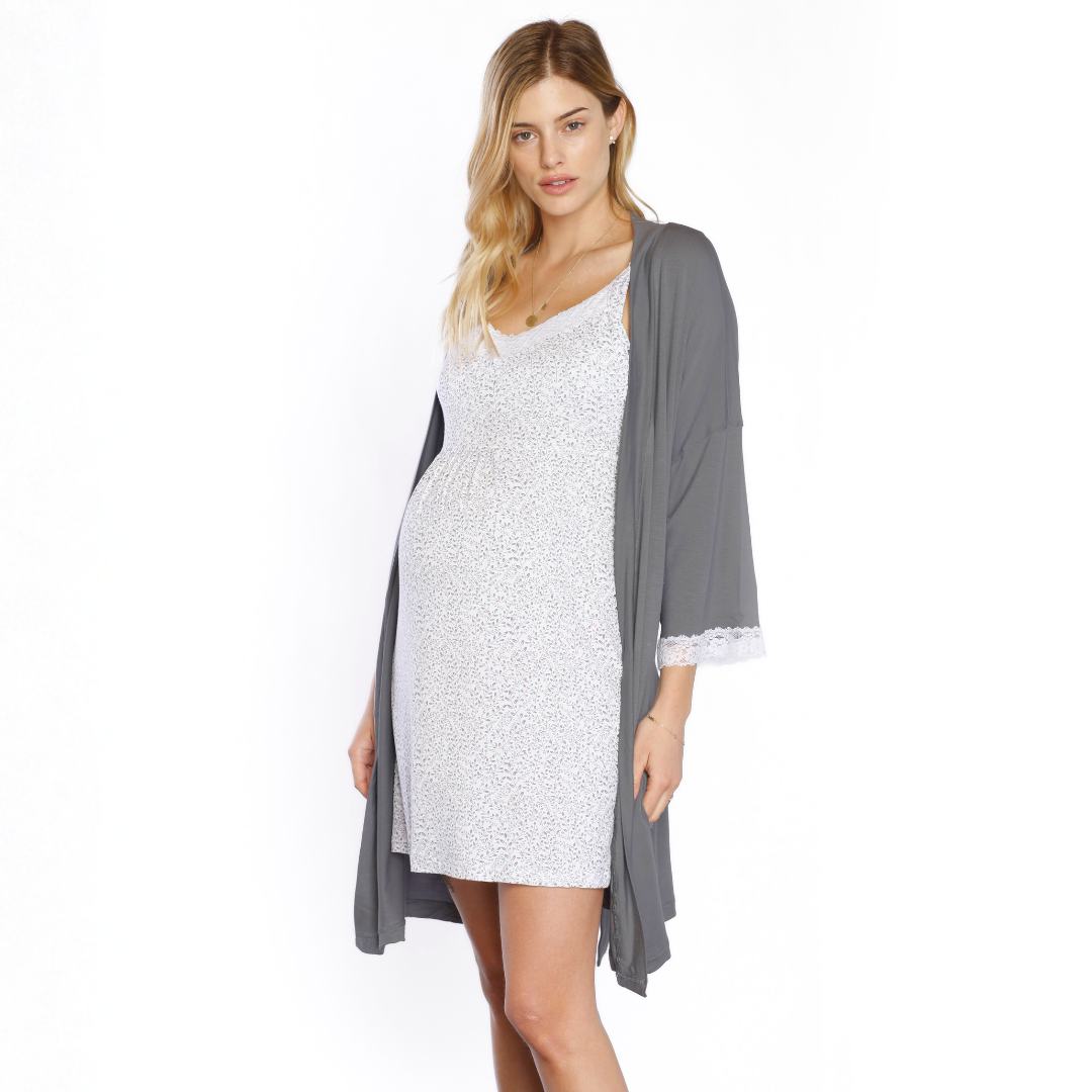 Bata Maternal Kimono Gris Oscuro – Nala Maternity